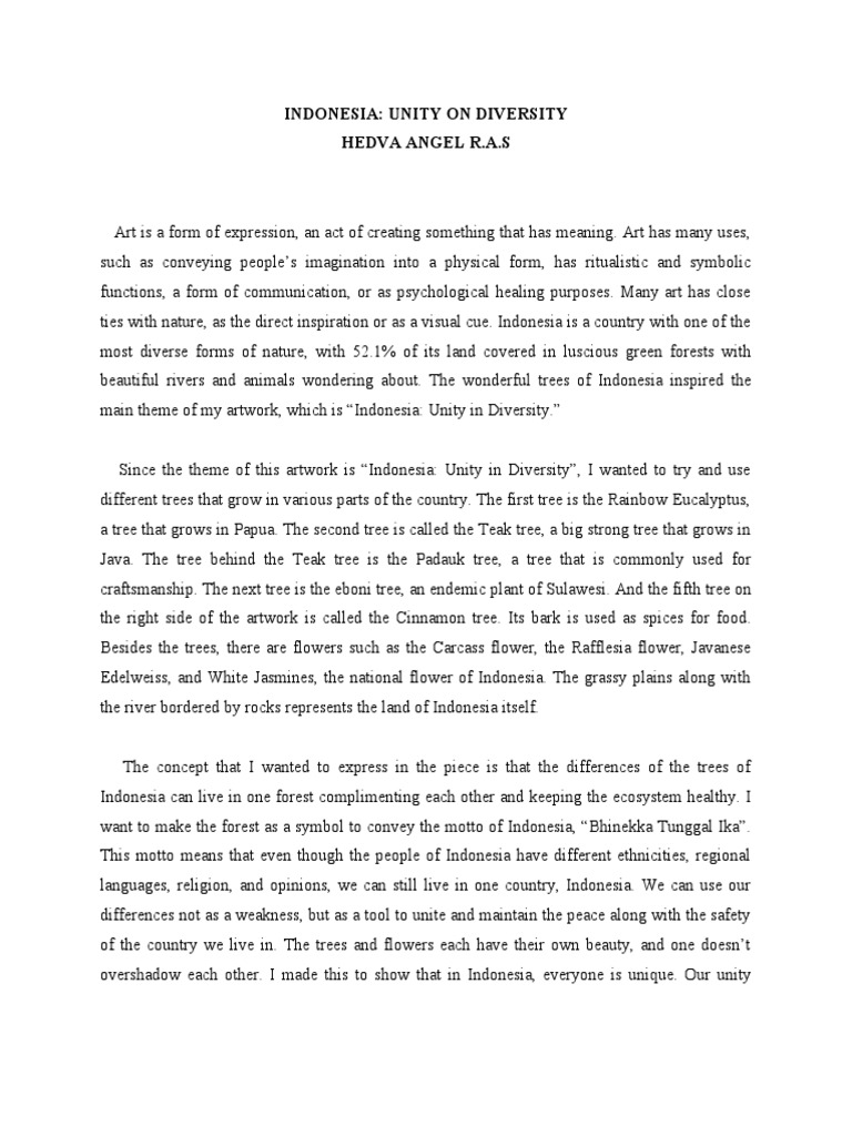 Unity in Diversity Art Essay | PDF