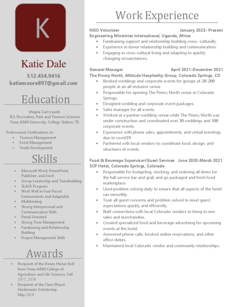 Kathryn Dale Professional Resume | PDF | The Walt Disney Company ...