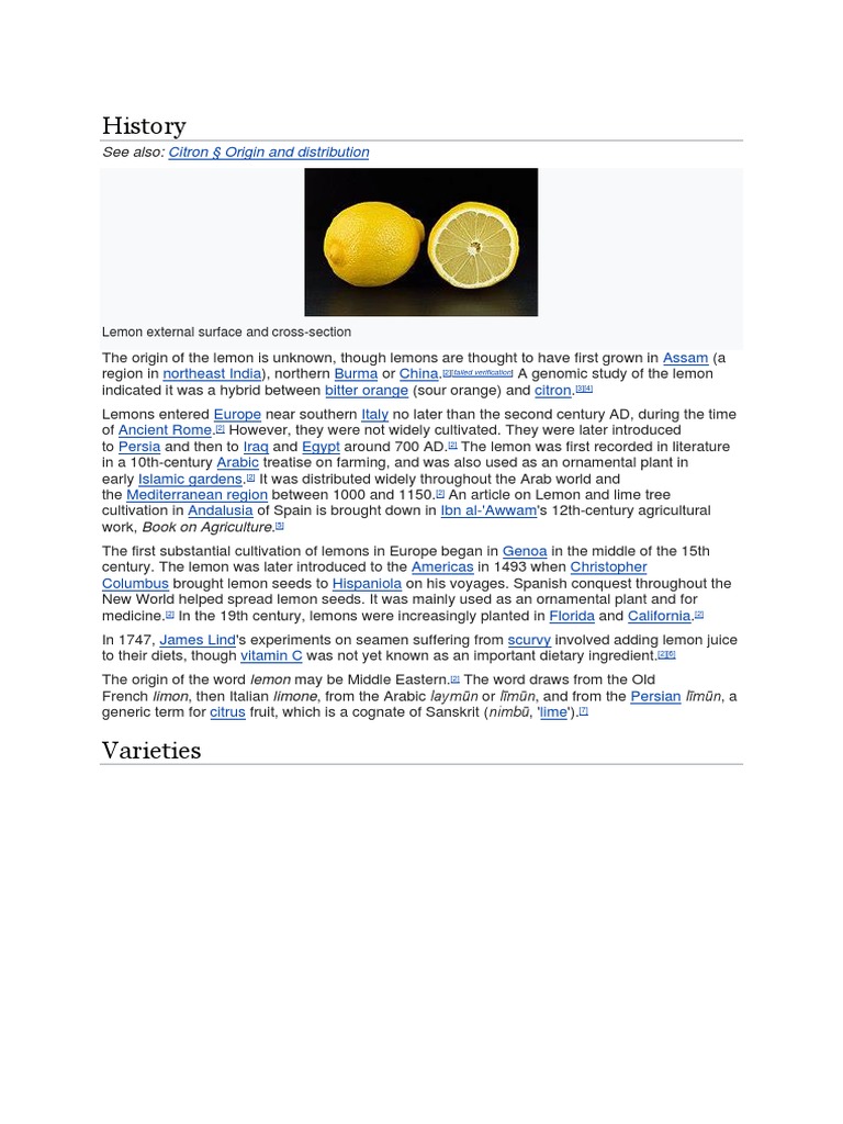 A History of the Lemon: From Origin and Distribution to Modern ...