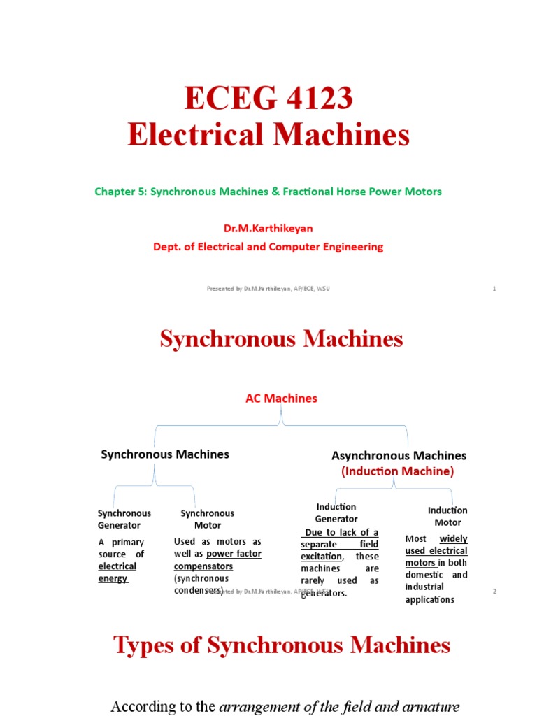 Synchronous Machines Overview and Types | PDF | Electric Motor ...