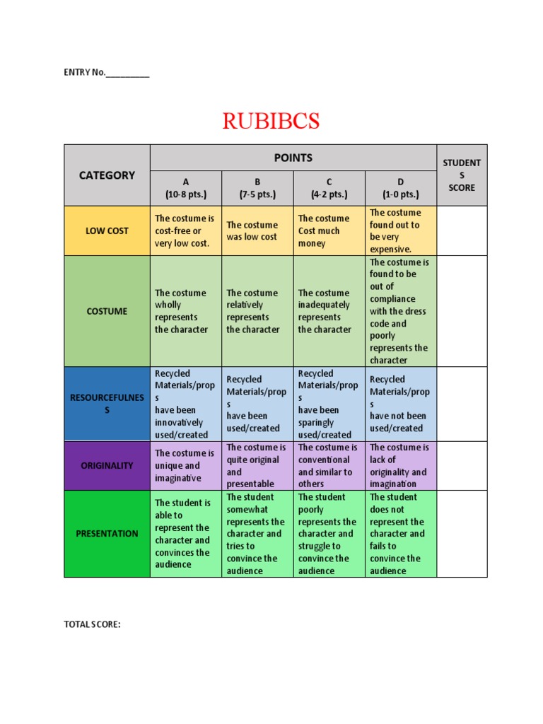 Low-Cost Cosplay RUBRICS | PDF | Cosplay