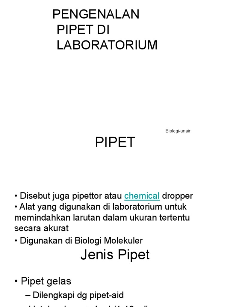 Panduan Lengkap Pipet Laboratorium | PDF
