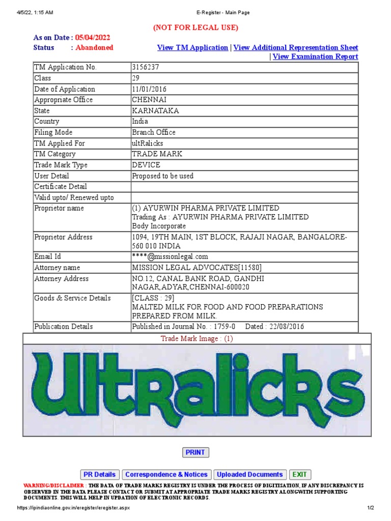 E-Register - Main Page | PDF | Trademark | Computing