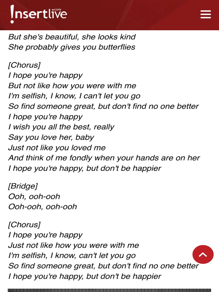 Lirik Lagu Happier - Olivia Rodrigo | PDF