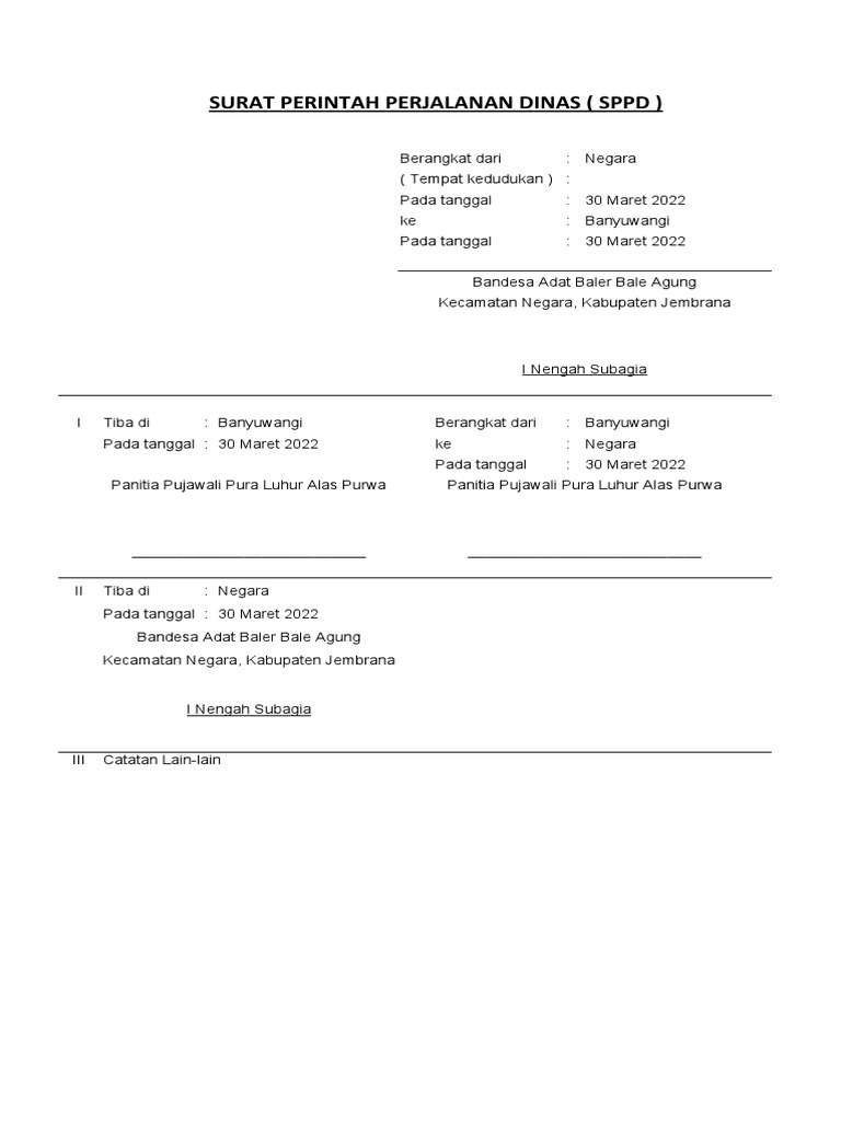 Asli Blanko SPPD Baru 2022 | PDF