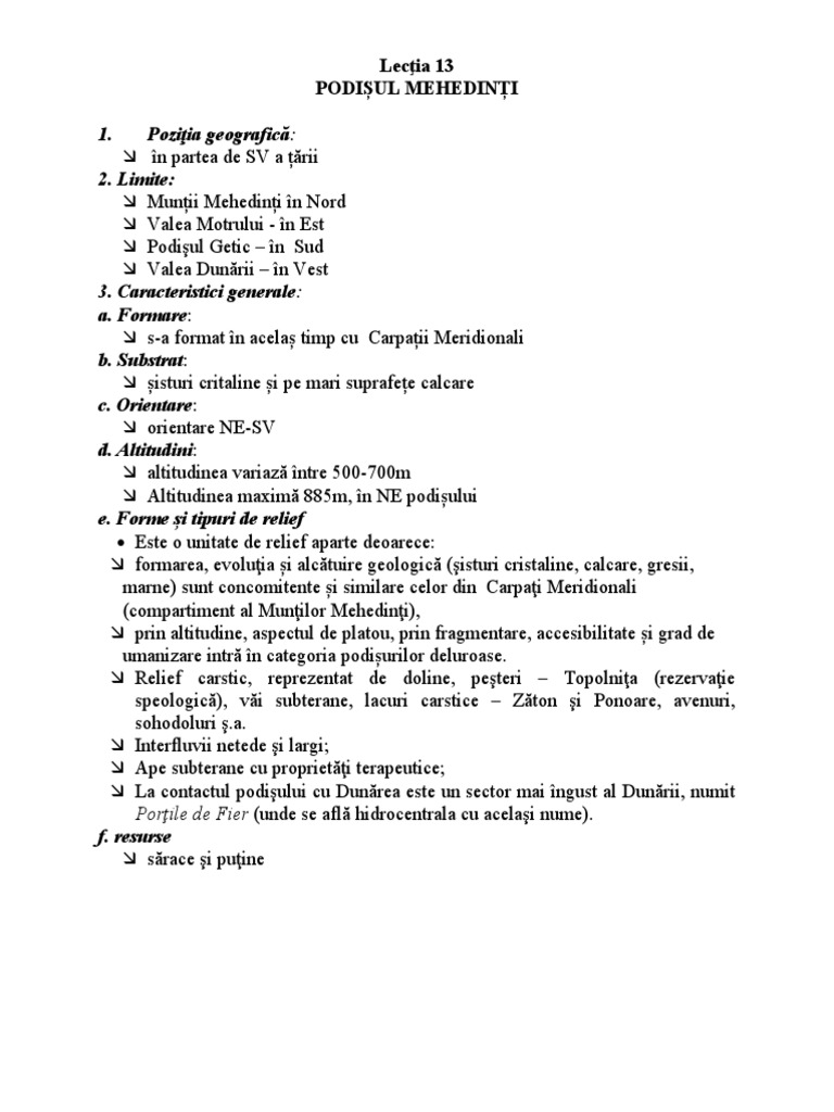 Podisul Mehedinti | PDF