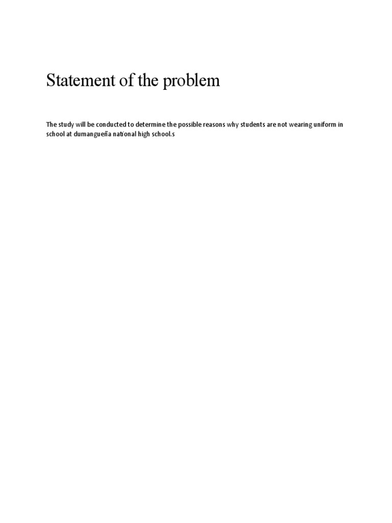 Statement of The Problem | PDF