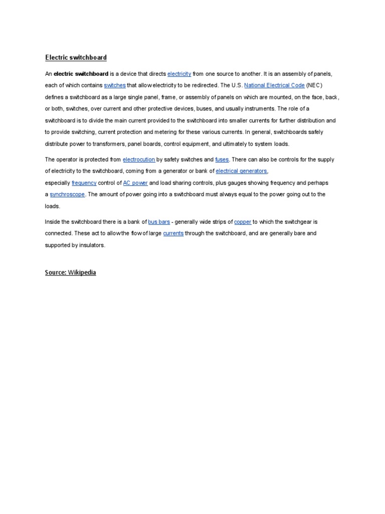 Understanding Electric Switchboards | PDF