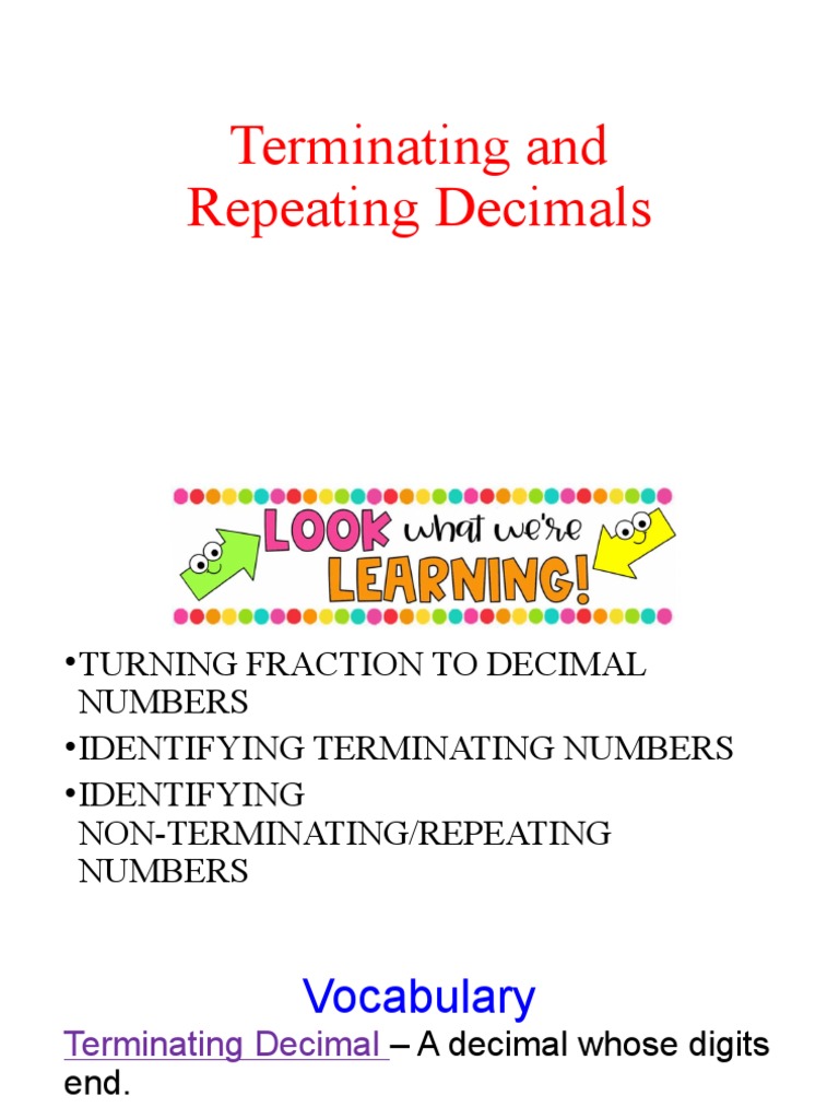 Terminating and Repeating Decimals | PDF