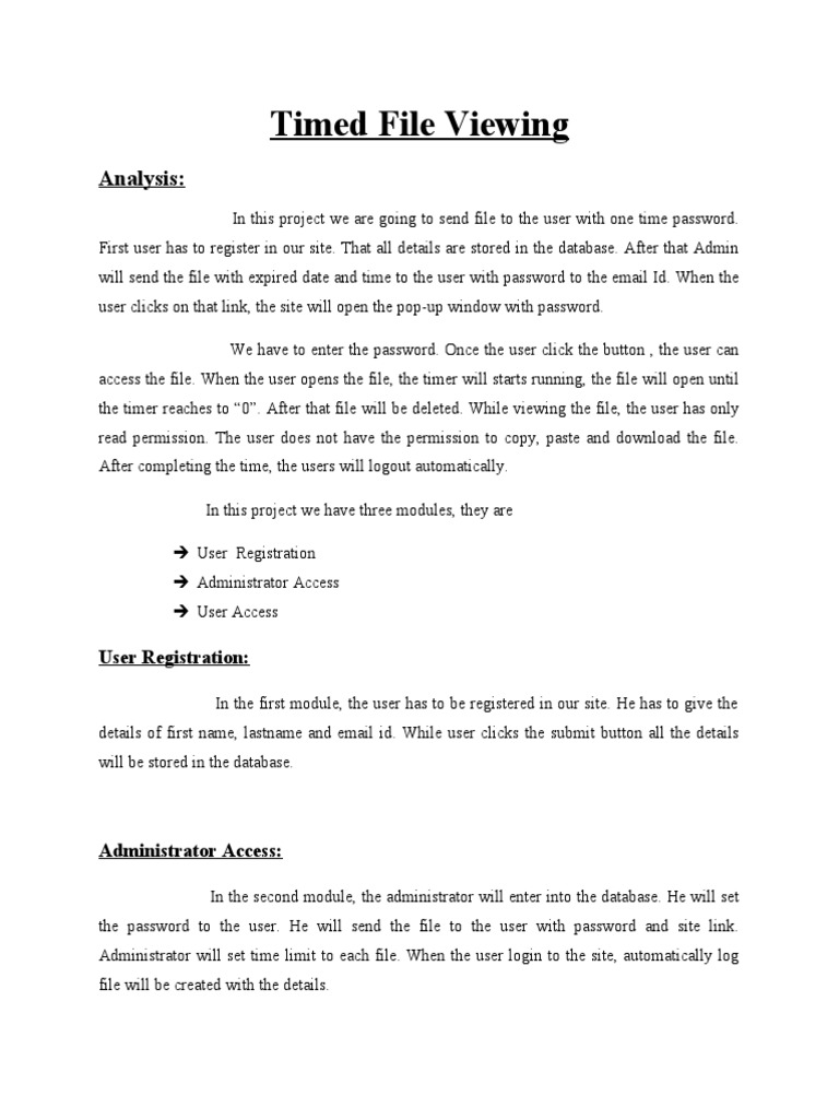Timed File Viewing: Analysis | PDF | Http Cookie | Unified Modeling ...