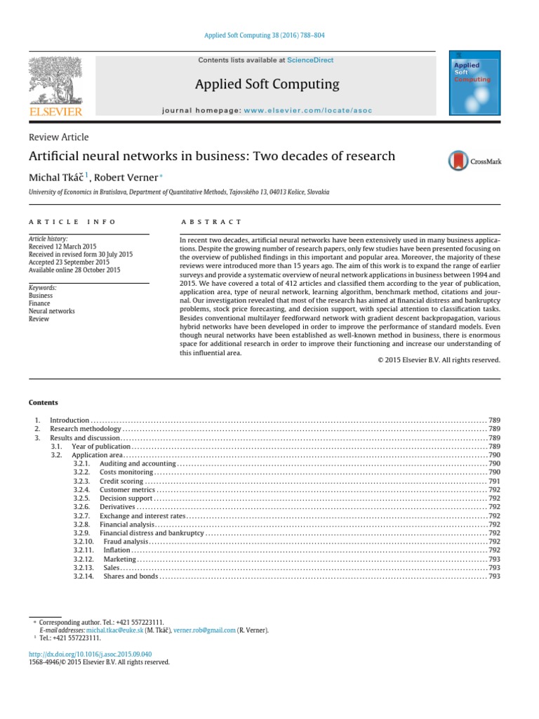 Artificial Neural Networks in Business Two Decades of ...