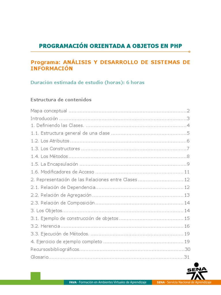 Programación Orientada A Objetos En Php Pdf Objeto Informática Constructor Programación
