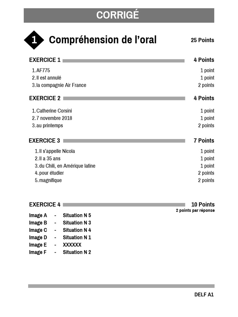 Corrige Delf A1 Sample Papers Answers Keys Reading Writing | PDF