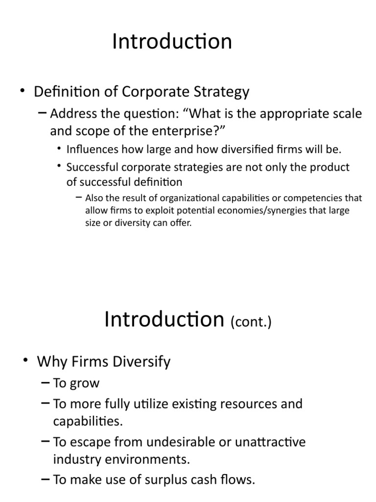 Definition of Corporate Strategy: - Address The Question: "What Is The ...