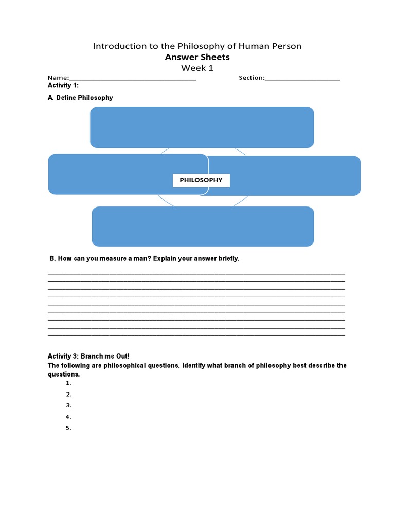 Philosophy of Human Person Worksheets | PDF | Philosophical Movements ...