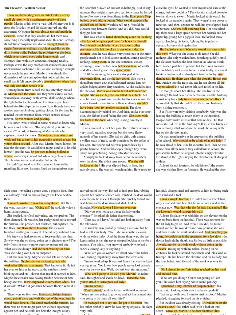 The Elevator - Short Story | PDF