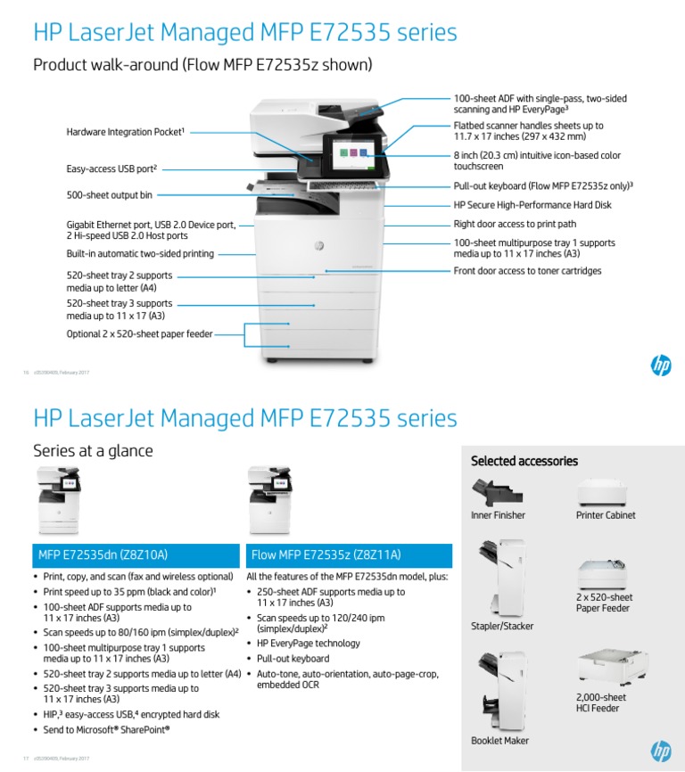 HP Laserjet Managed MFP E72535dn | PDF | Image Scanner | Manufactured Goods