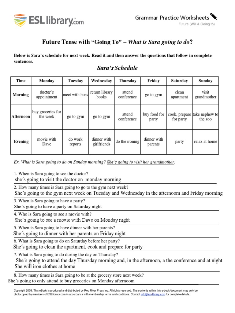 Future Tense Esl Worksheet | PDF