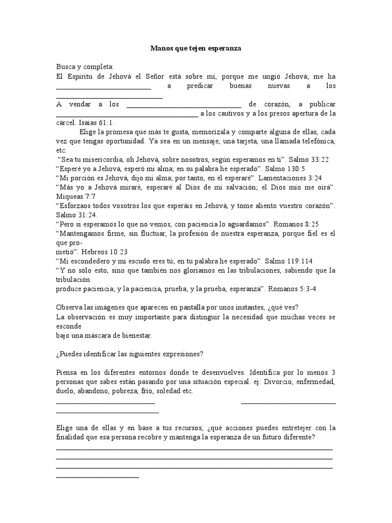 Manos Que Tejen Esperanza Tema 1 | PDF | Relaciones personales, crianza ...