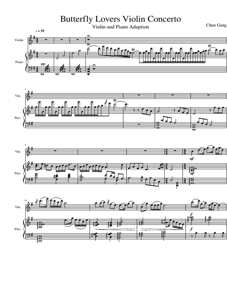 Butterfly Lovers Violin Concerto: Violin and Piano Adaption | PDF | Musical Forms | Classical Music