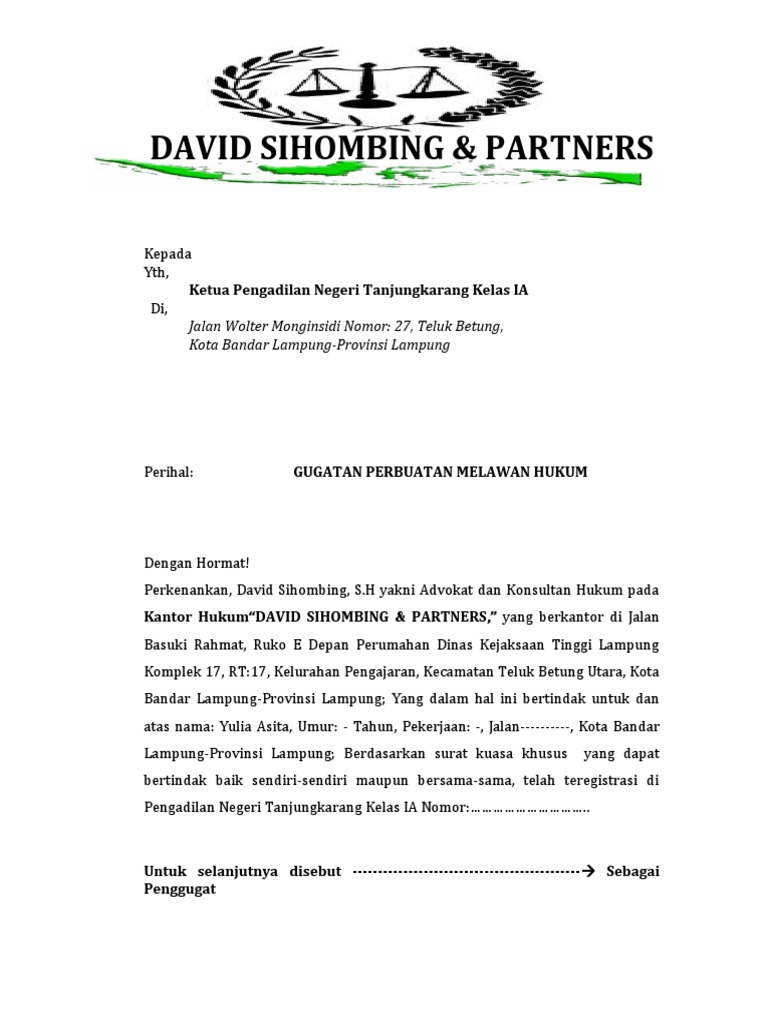 Gugatan PMH Yulia Asita | PDF | Griya & Taman