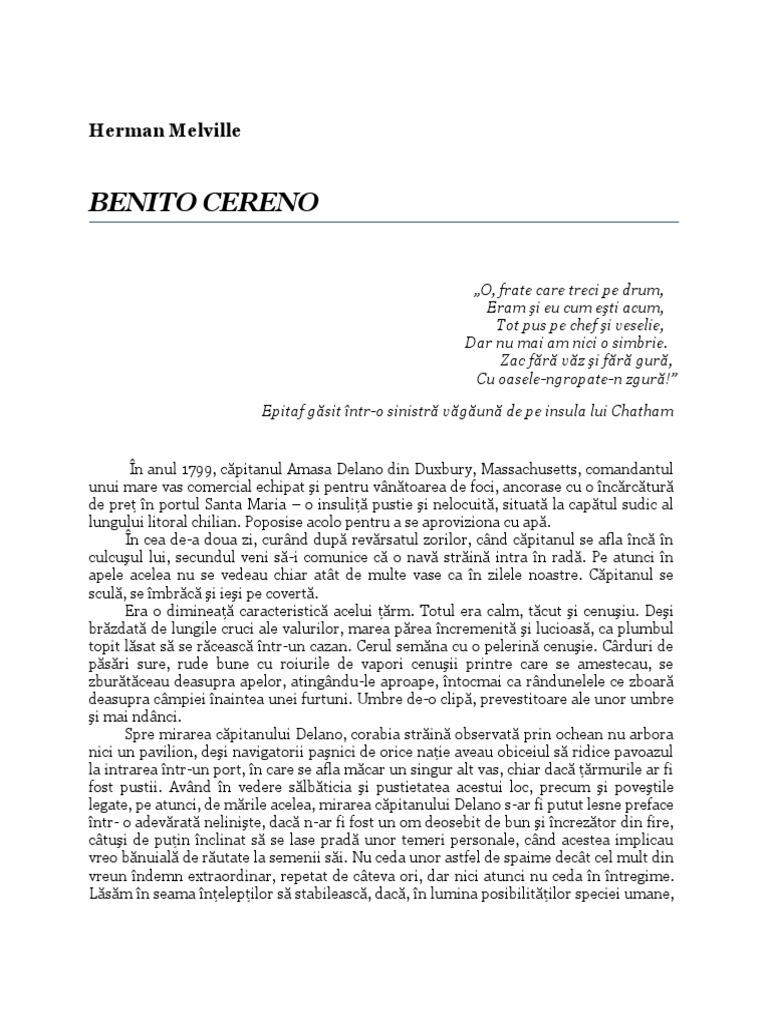 Herman Melville - Benito Cereno | PDF