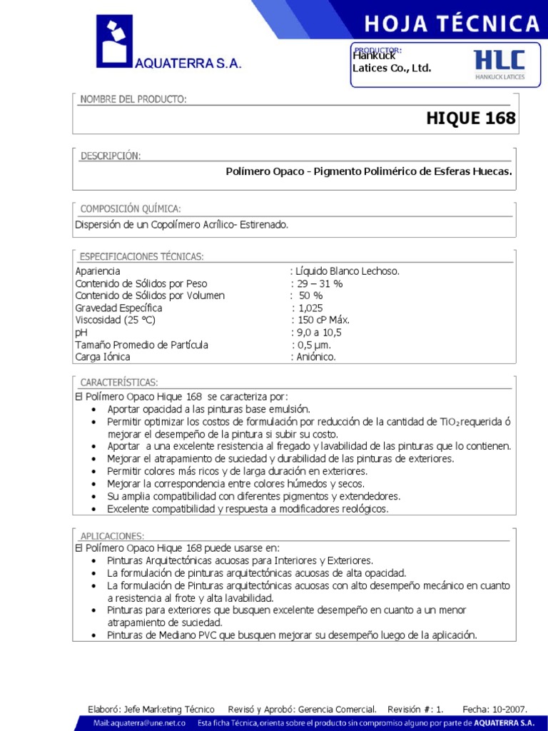 Hique 168 | PDF | Pintar | Polímeros