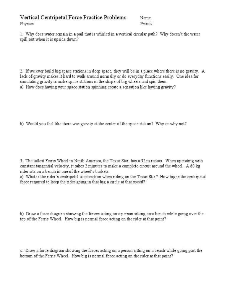 Physics Problems: Centripetal Force | PDF