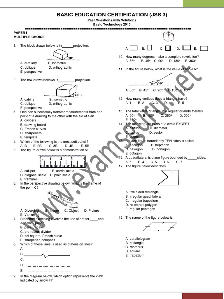 Junior WAEC Past Question - Introductory Technology (PDF - Io) | PDF