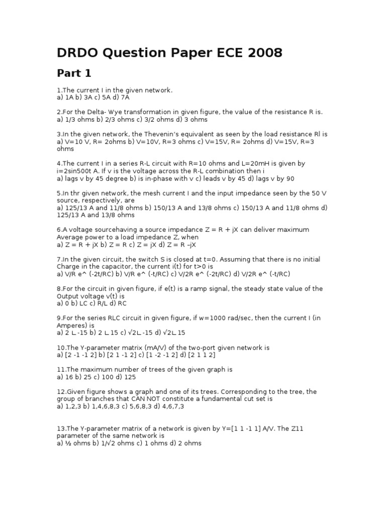 DRDO Question Paper ECE 2008 | PDF | Amplifier | Detector (Radio)