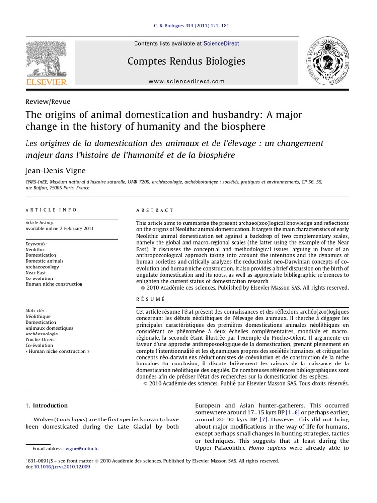 The Origins of Animal Domestication and Husbandry | PDF | Domestication ...
