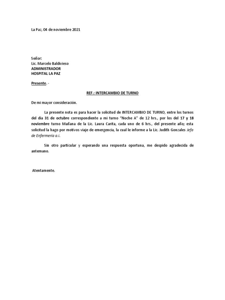 Carta Remplazo | PDF