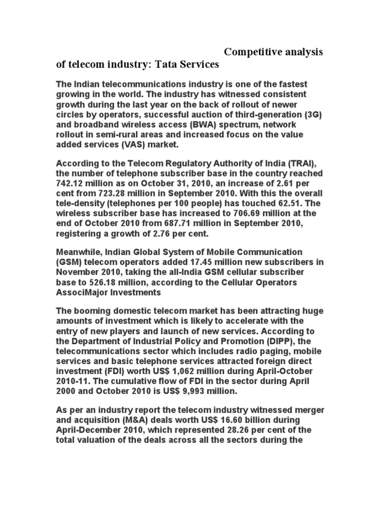 Competitive Analysis of Telecom Industry | PDF | Information And ...