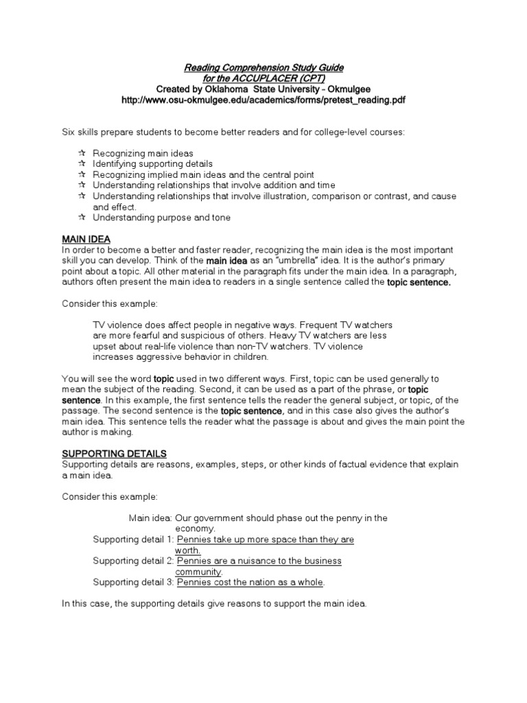 Reading Comprehension Study Guide | PDF | Science & Mathematics