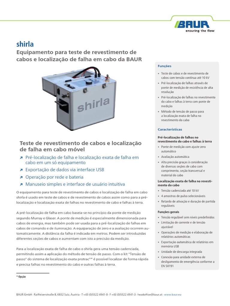 DS - Sheath Test and Fault Location Device - Shirla - BAUR - PT | PDF