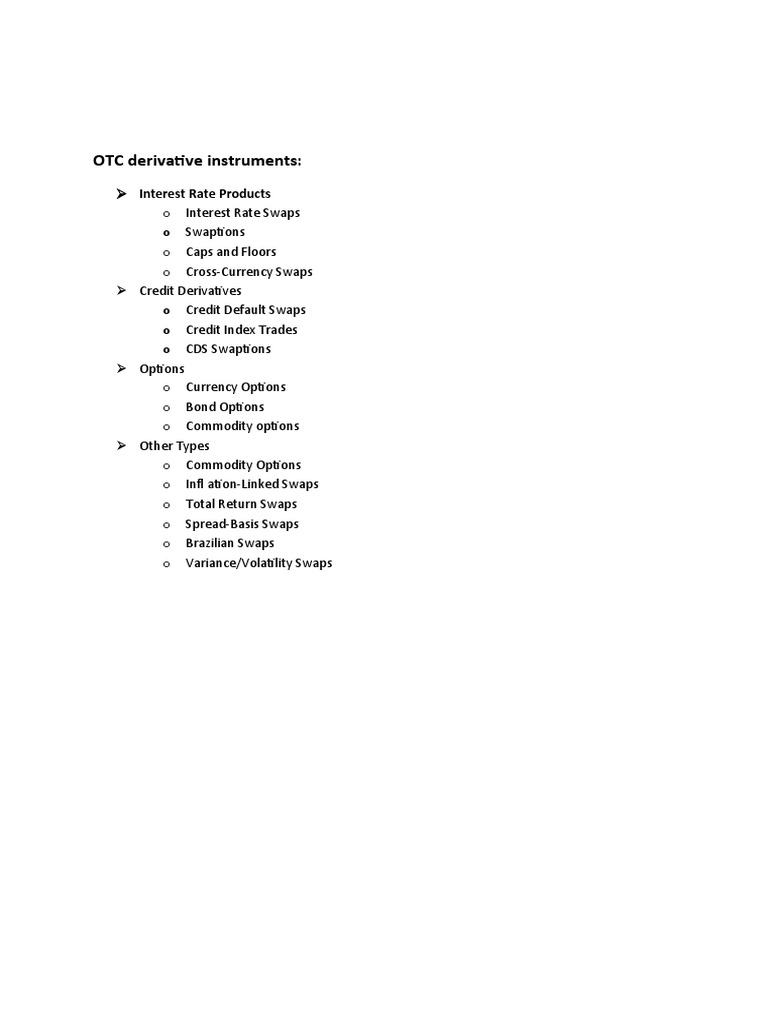 Types of OTC Derivative Instruments | PDF