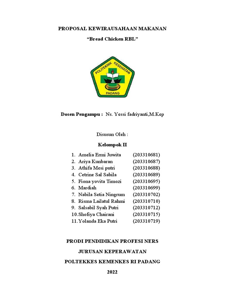 Proposal Kewirausahaan Makanan 2 | PDF