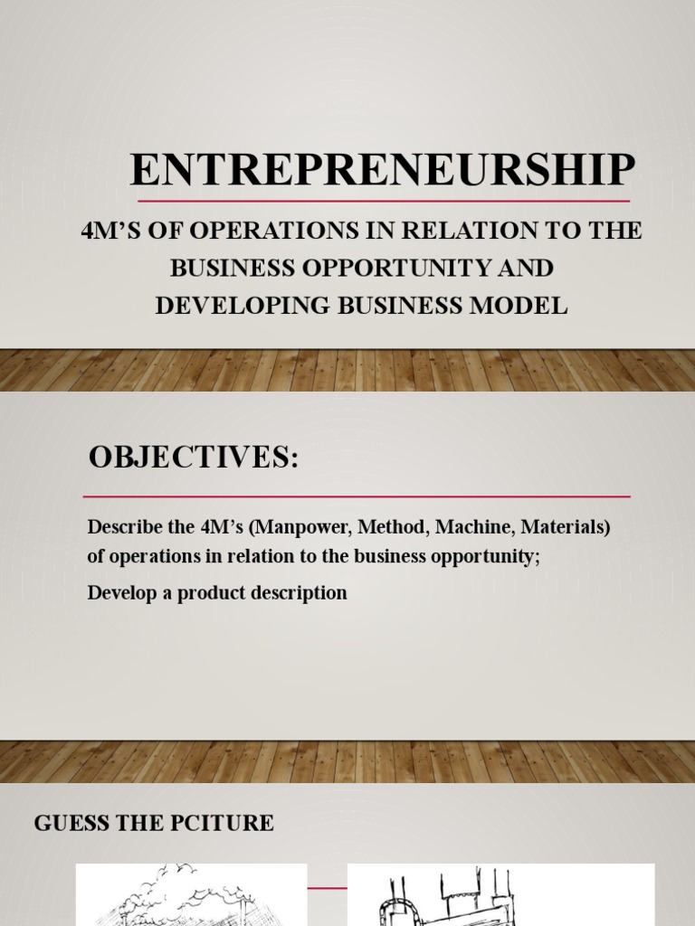 Entrepreneurship: 4M'S of Operations in Relation To The Business ...