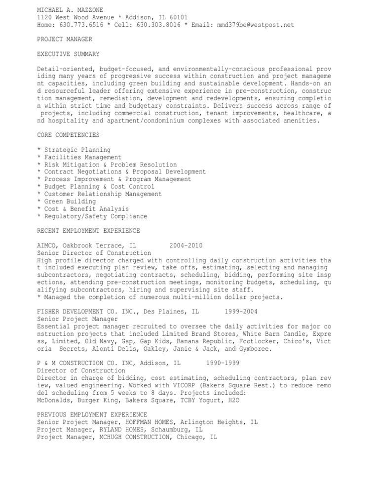 Construction Project Manager | PDF | Business
