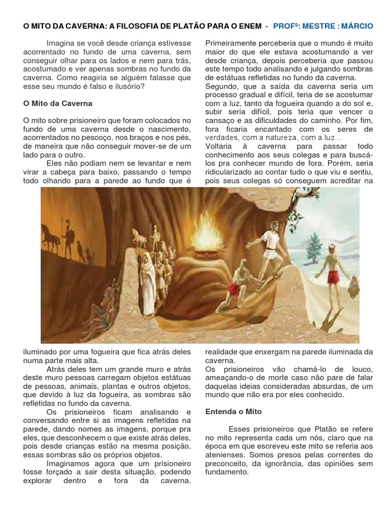 O Mito Da Caverna | PDF | Platão | Conhecimento
