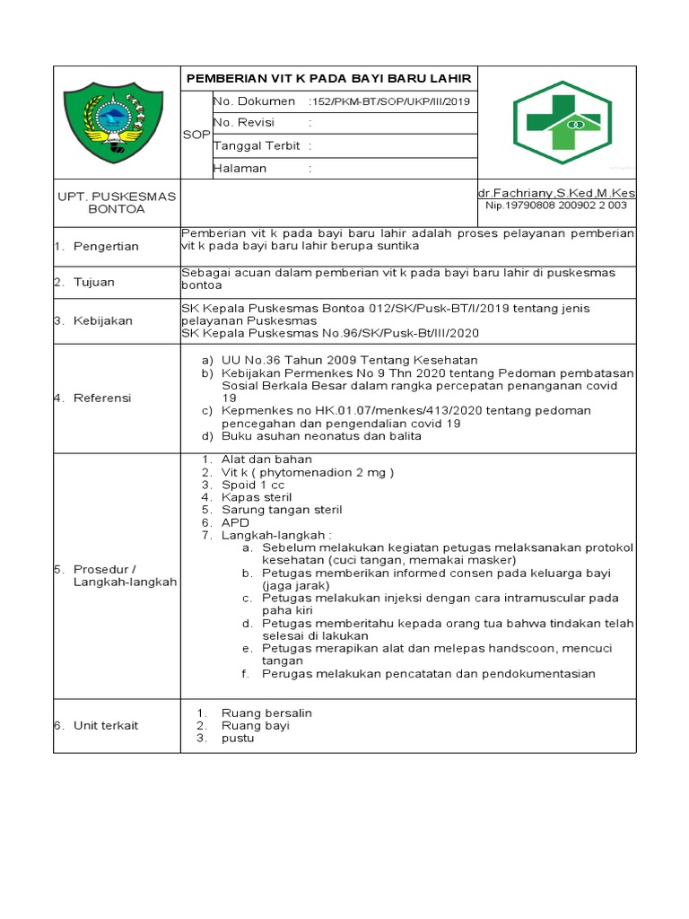Pemberian Vit K | PDF