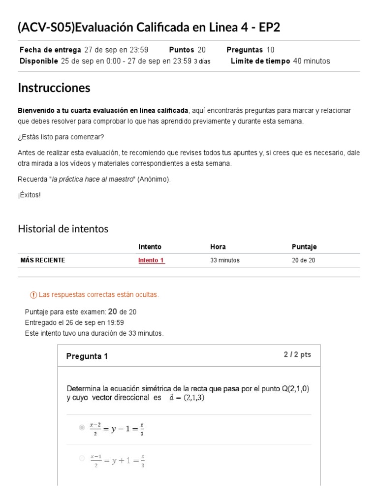 (ACV-S04) Evaluación Calificada en Linea 3 | PDF