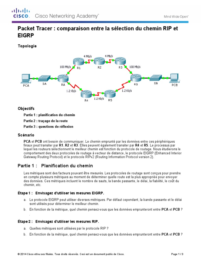 7.2.2.4 Packet Tracer - Comparing RIP and EIGRP Path Selection ...