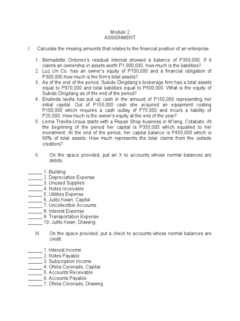 Accounting Module 2 Assignment | PDF