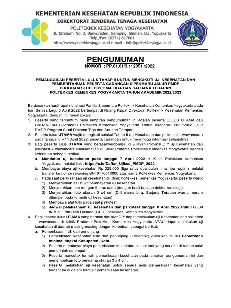 PENGUMUMAN Cadangan 2 Jalur PMDP | PDF PENGUMUMAN Cadangan 2 Jalur PMDP | PDF