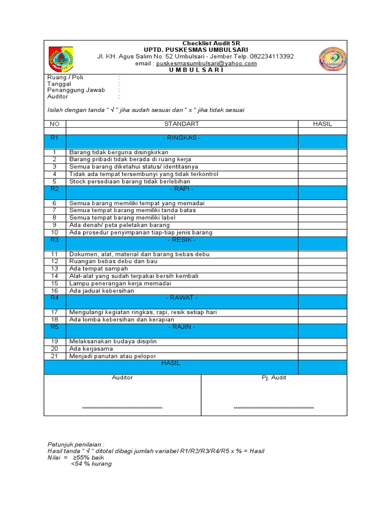 Checklist Audit 5R | PDF