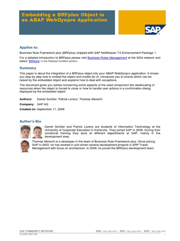 Embedding A BRFplus Object in An ABAP WebDynpro Application | PDF
