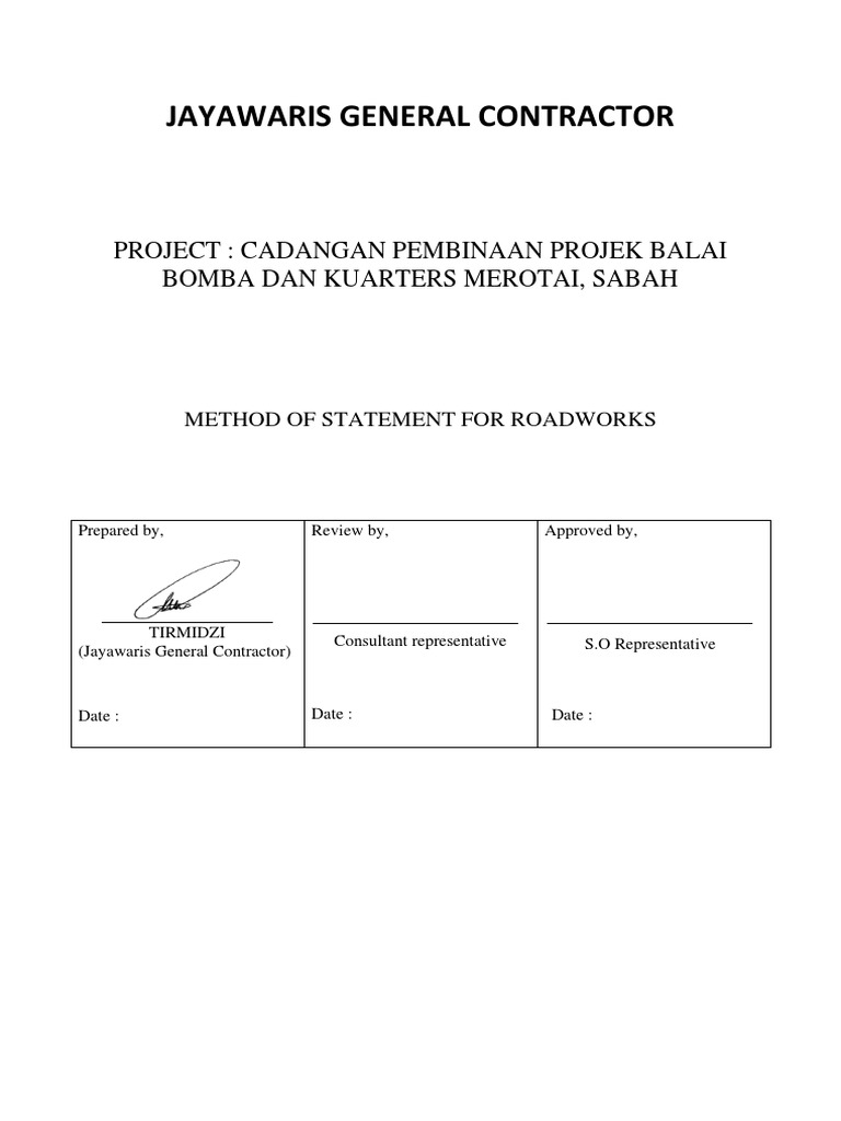 Method Statement Roadworks Acdc Lane-Draft | PDF | Concrete | Asphalt