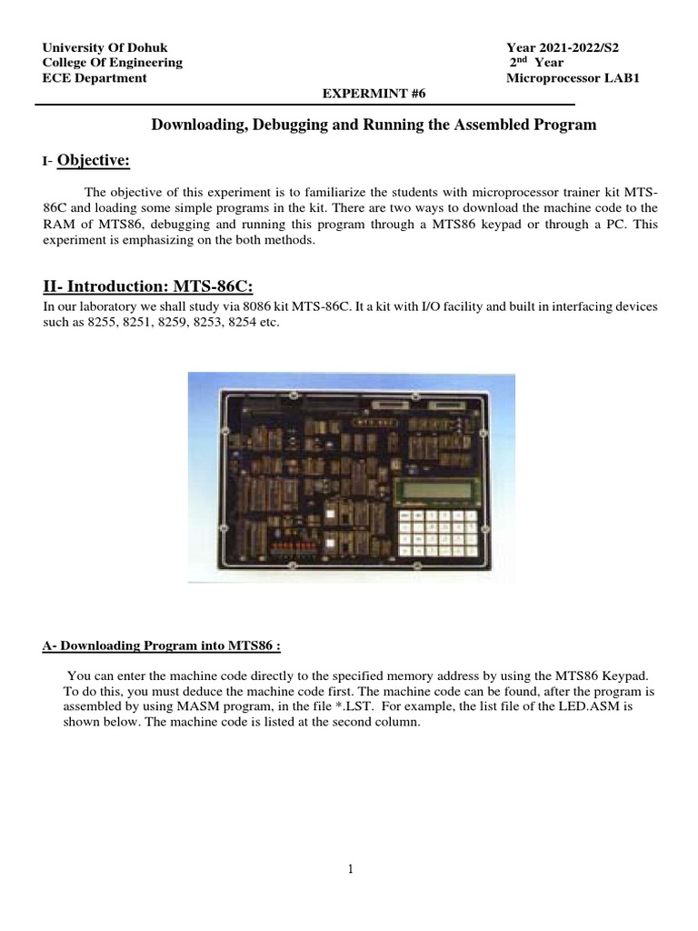 Exp#6-Introduction To MTS-86C Trainer Kit | PDF