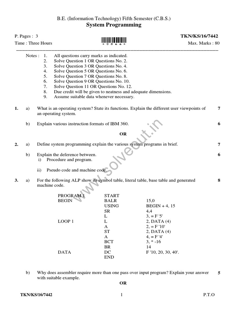 WWW - Solveout.in: System Programming | PDF | Assembly Language | Operating System